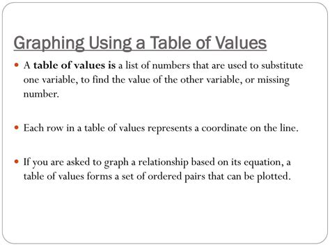 PPT Graphing Linear Equations Using Table Of Values PowerPoint Presentation ID