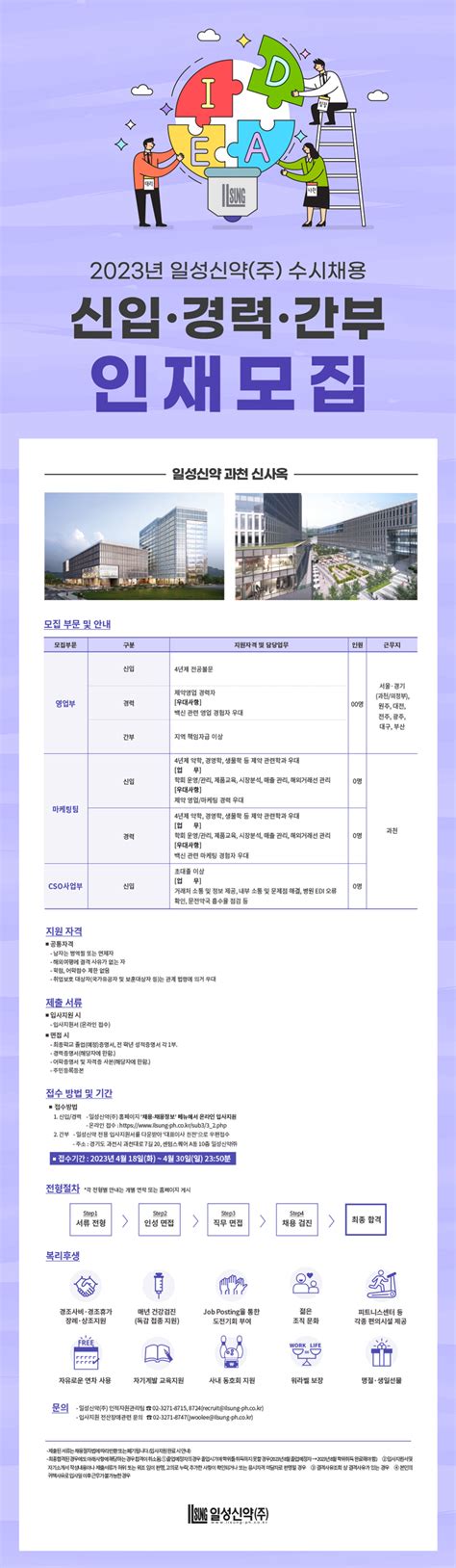 일성신약 2023년 각 부문별 신입·경력·간부 채용 공모전 대외활동 링커리어