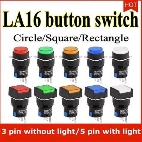 Push Button Switches Small Square Round Self Locking Reset 12 24 220v