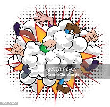 Cartoon Comic Book Fight Dust Cloud High Res Vector Graphic Getty Images