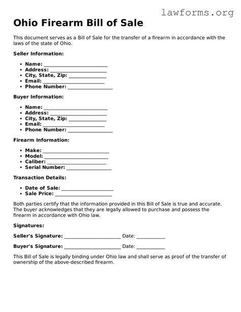 Free Ohio Firearm Bill Of Sale Template ️ Fillable Pdf Form