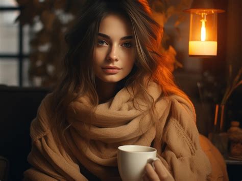 Premium Photo A Young Woman Sitting And Drinking Coffee