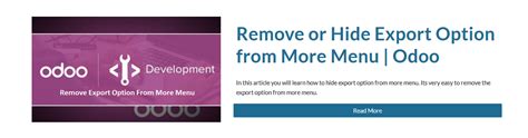 Remove Or Hide Export Option From More Menu Odoo