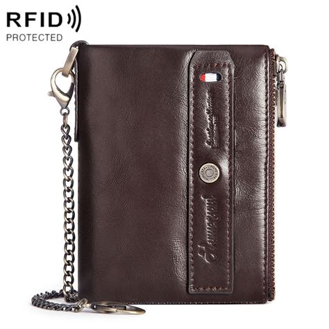 HUMERPAUL BP Leather Men Wallet RFID Anti Theft Brush Coin Purse Dark Brown Alexnld