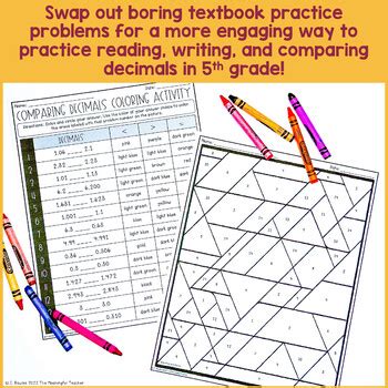 Reading Writing And Comparing Decimals Color By Number Activities NBT