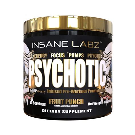Pre Entreno Insane Labz Psychotic Gold 35 Servicios Fruit Punch Insane