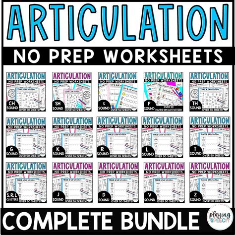 No Prep Articulation Worksheets For Speech Therapy Bundle — Playing