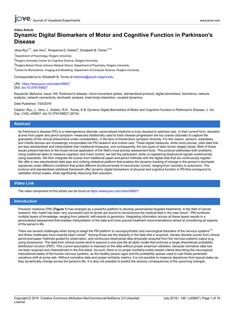 Pdf Dynamic Digital Biomarkers Of Motor And Cognitive Function In