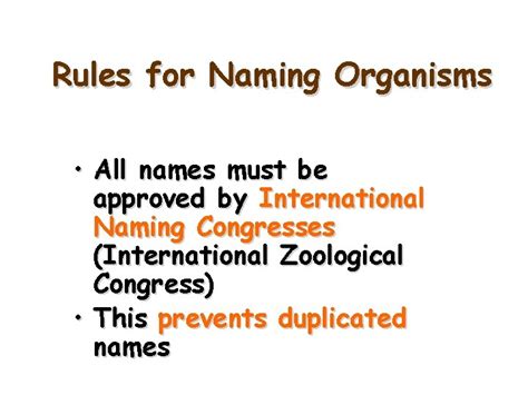 Binomial Nomenclature Rules For Naming Organisms All Names
