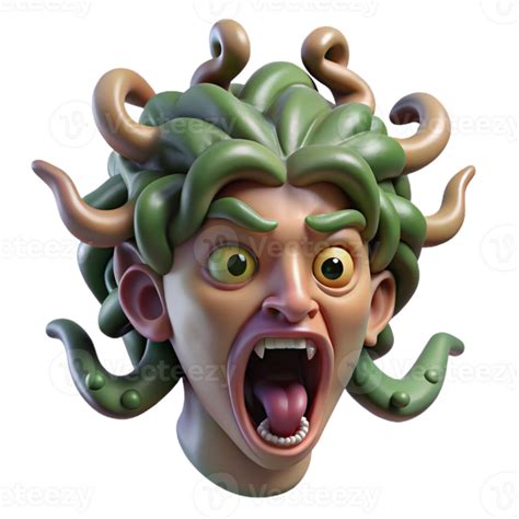 Impressive Standout Photorealistic Isolated Cutout Of A Single Gorgons Severed Head Hyper