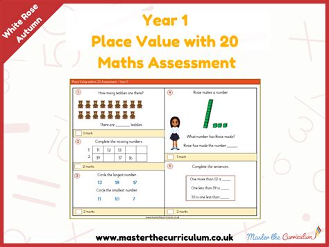 Year 1 Place Value Within 20 Maths Assessment Master The Curriculum