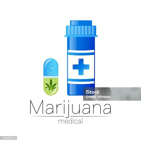 Simbol Ganja Medis Dalam Vektor Logotipe Untuk Ganja Obat Herbal Alam