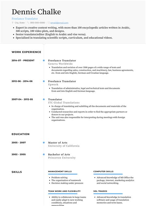 Freelance Translator Resume Samples And Templates VisualCV