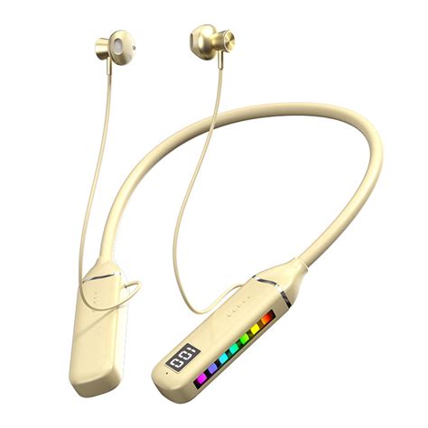 Kqjqs Hanging Neck Bluetooth Earphones With Live Rgb Dazzling Lights