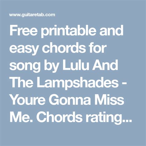 Free Printable And Easy Chords For Song By Lulu And The Lampshades