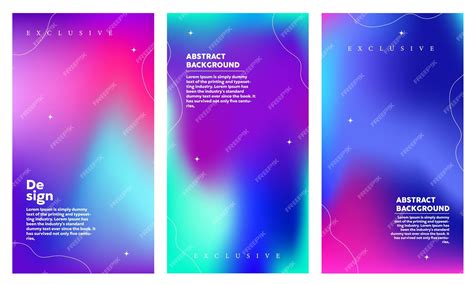 Premium Vector Set Of Abstract Mesh Gradients Cute Gradient Backgrounds Colored Fluid Graphic