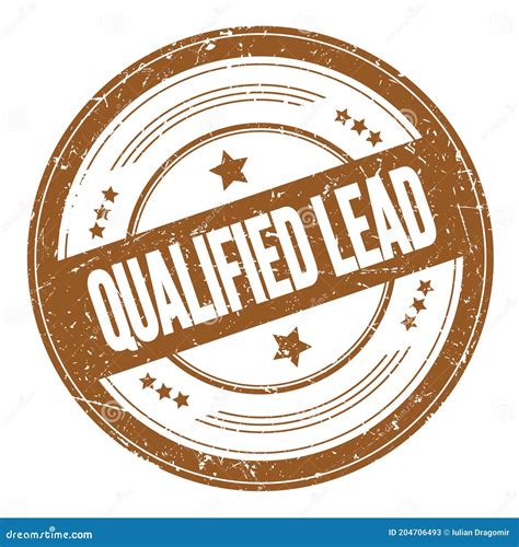 qualified lead text on brown round grungy stamp stock illustration