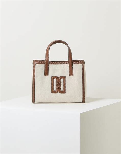 포스티 22fw 닥스 Acc 여성 베이지 Dd로고 가죽배색 캔버스 토트백dcba2f973i2