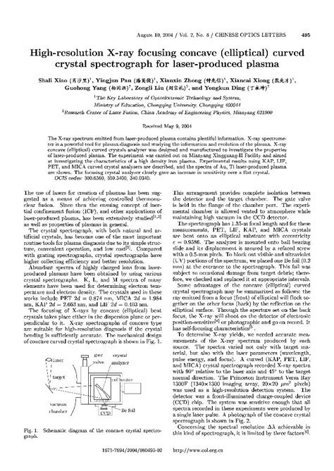 Pdf High Resolution X Ray Focusing Concave Elliptical Curved
