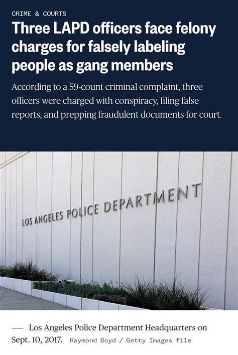 Crime Courts Three Lapd Officers Face Felony Charges For Falsely