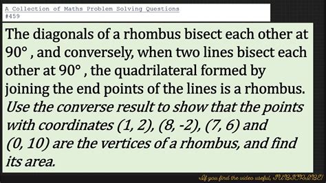 A Collection Of Maths Problem Solving Questions459 Area Of Rhombus
