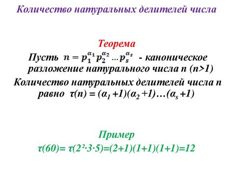Числовые функции Количество и сумма натуральных делителей числа