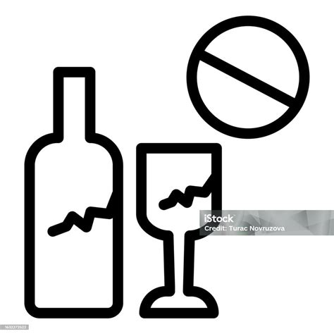 유리 또는 병 라인 아이콘이 없습니다 깨진 유리 금지 벡터 그림은 흰색으로 분리되어 있습니다 깨진 패키지 금지 개요 스타일 및 응용 프로그램을 위해 설계되었습니다 Eps