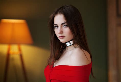 Wallpaper Women Portrait Maxim Maximov Lamp Bare Shoulders