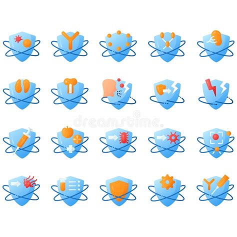 Immune System Flat Icons Set Stock Vector Illustration Of Innate