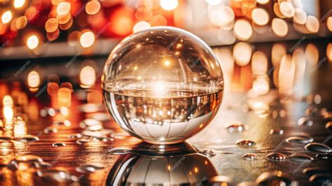 Shining Glass Sphere Background With Light Reflections And A Dark
