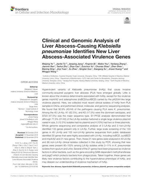 Pdf Clinical And Genomic Analysis Of Liver Abscess Causing Klebsiella