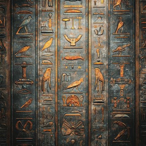 Egyptian Hieroglyphic Wall Patterns Texture Background Premium Ai Generated Image