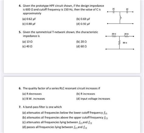 Solved 20 20 4 Given The Prototype Hpf Circuit Shown If Solved 20 20 4 Given The Prototype Hpf Circuit Shown If