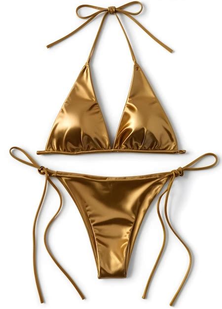 Gold Colored Swimwear Set Premium Ai Generated Image