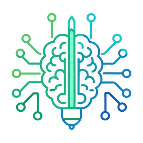 Artificial Intelligence Brain With Circuits And Pencil Symbol Of Innovation Stock Vector