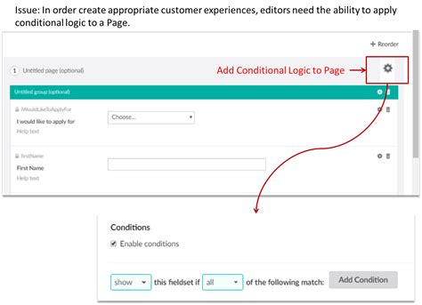 As An Editor I Need The Ability To Apply Conditions At A Page Level To