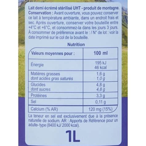 Lait demi écrémé CARREFOUR EXTRA le pack de bouteilles d L à Prix Carrefour