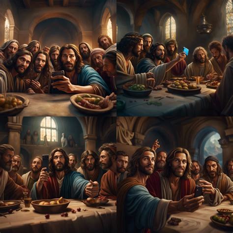 Jesus Taking A Selfie At The Last Supper Ai Generated Artwork