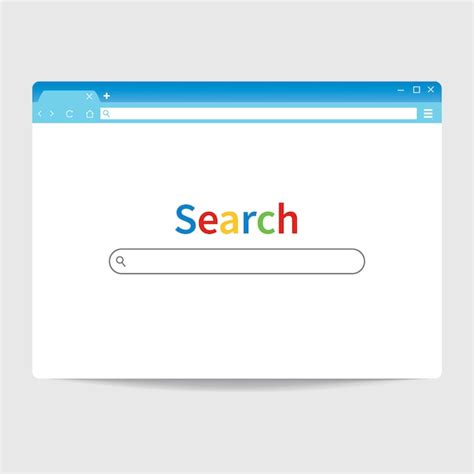 web browser element with search engine interface bar template vector