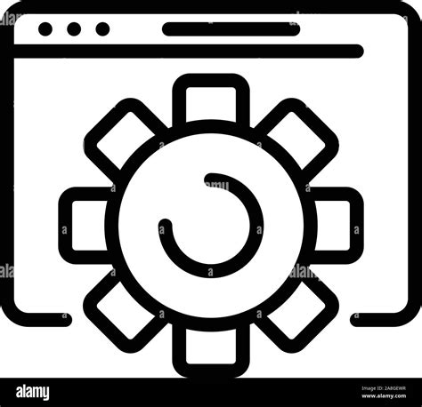 Application Window And Gear Icon Outline Style Stock Vector Image Art Alamy