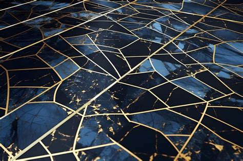 Premium Ai Image Blue Gold Mosaic Tiles Neural Network Ai Generated