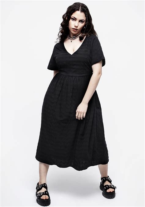 Lithium Check Smock Tie Back Midi Dress Disturbia