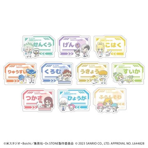 【グッズ バッチ】drstone×サンリオキャラクターズ おなまえプレートバッジ 01白衣 ブラインド全10種ミニキャライラスト