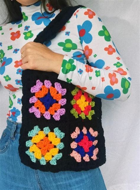 Granny Squares Tote Bag Crochet Patterns Tutorial Helpful Instructions PDF Instant Delivery Etsy
