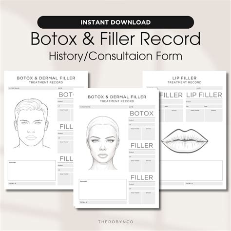 Botox And Dermal Filler Charting Etsy