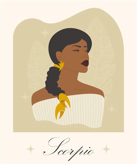 Escorpio signo del zodiaco mujer negra ilustración vectorial de dibujos