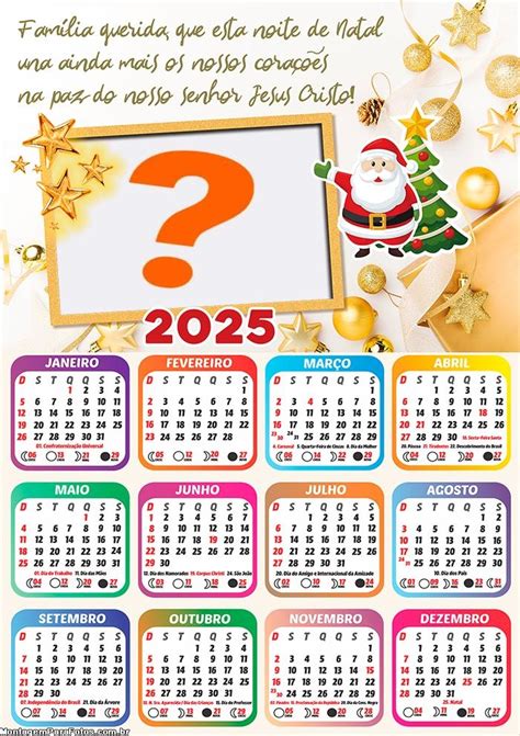 Calendário 2025 Frase De Natal Família Querida Colagem De Foto