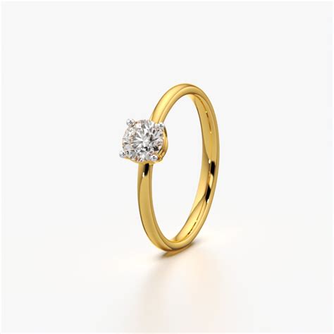 Slim Band Round Solitaire Promise Ring In 18k Gold Vermeil