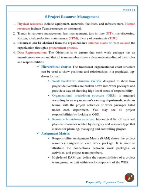 09 Project Resource Management Pdf Resource Project Management