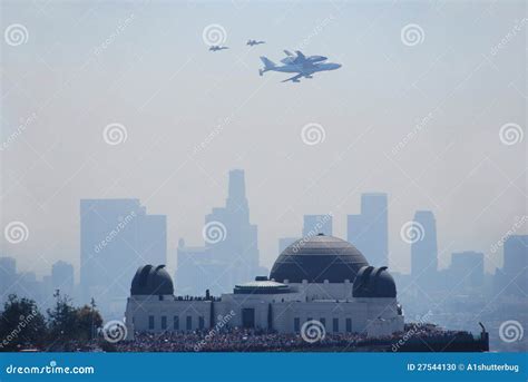 Space Shuttle Endeavour Over Griffith Observatory Editorial Image